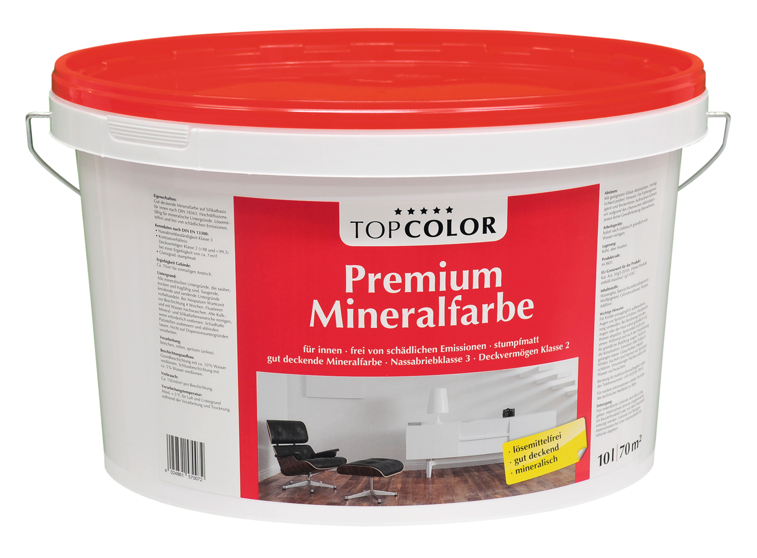 TopColor Mineralfarbe Premium Weiß, 10 l